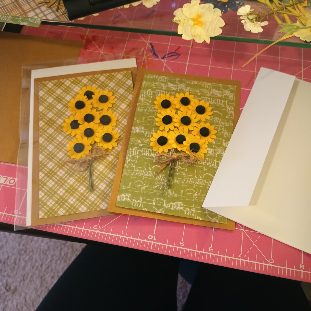 Handmade Papercraft Sunflower Greeting Cards set of 2 - Etsy
