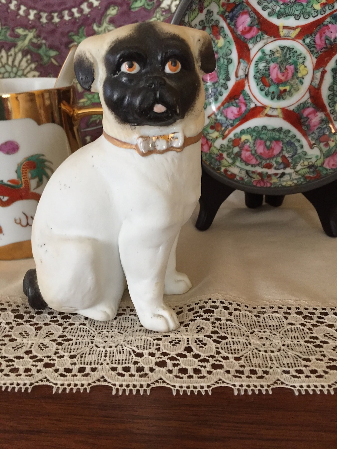 Antique Pug Figurine With Peeping Tongue - Etsy