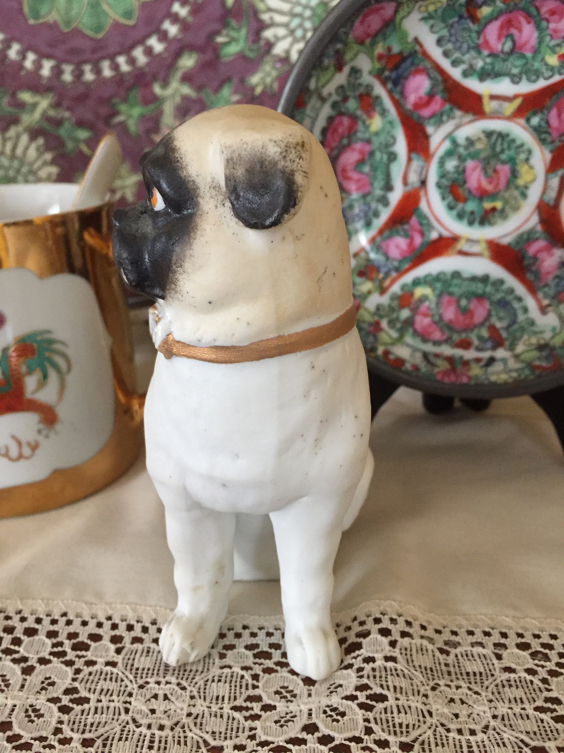 Antique Pug Figurine With Peeping Tongue - Etsy