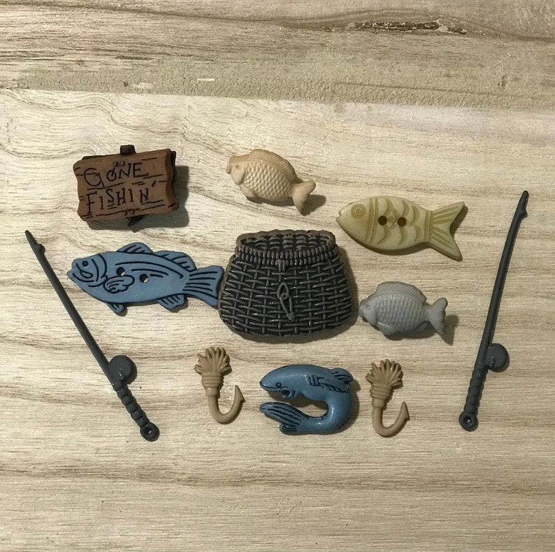 Let's Go Fishing Themed Buttons Fun Buttons Dress It up Buttons Fishing ...