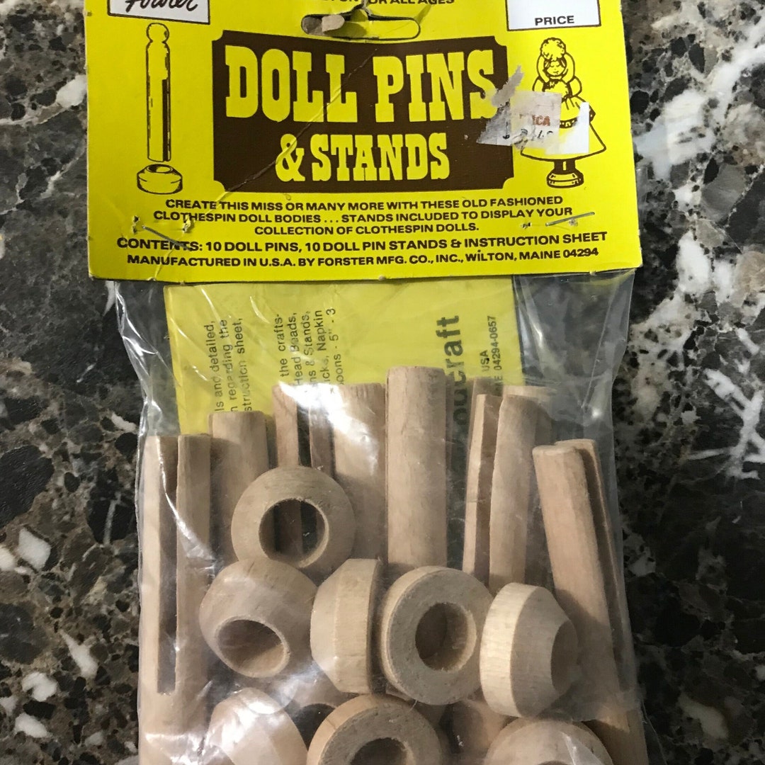Vintage Wood Doll Pins With Stands 3.75 Inch 10 Pack - Etsy