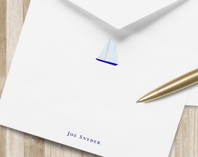 Sailboat Stationary Nautical Boys Stationery Set of 20 Flat Note Cards ...