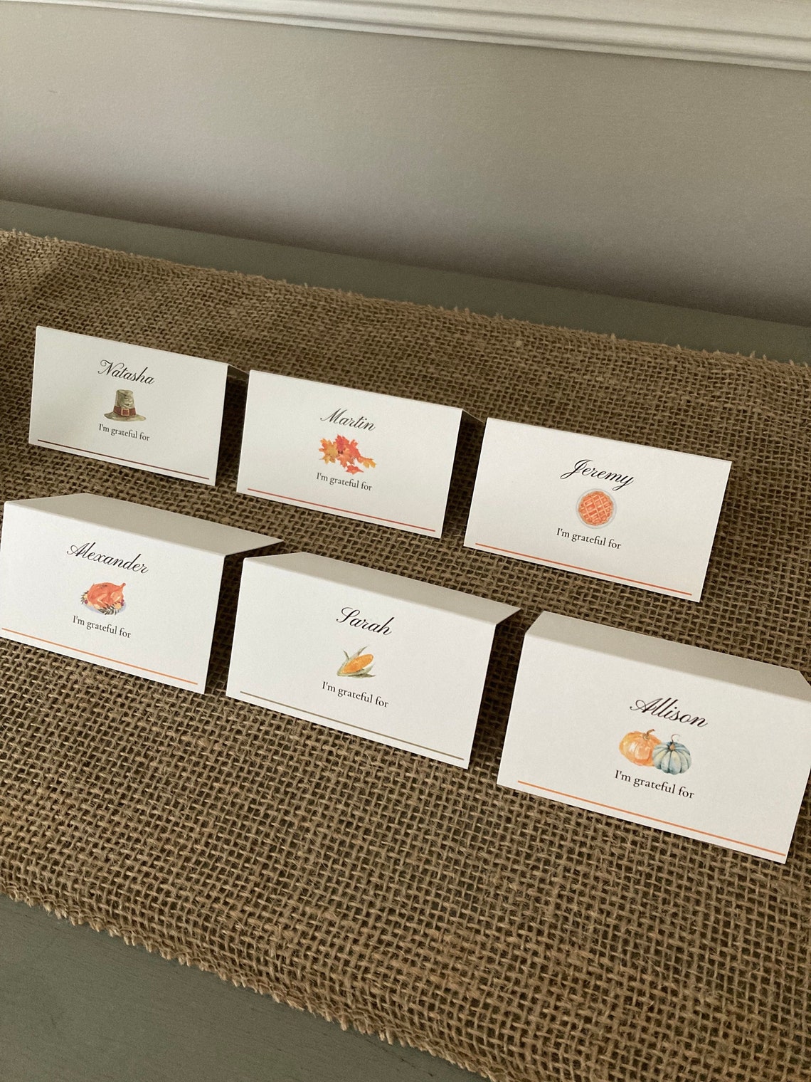 Thanksgiving Place Cards - Set of 6 Printed Cards OR Digital PDF File ...