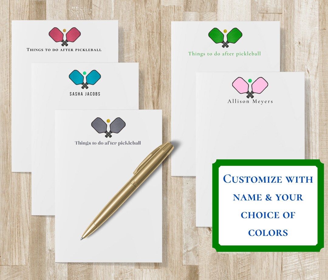 Personalized Pickleball Notepad | Pickle-ball Stationery / Stationary ...