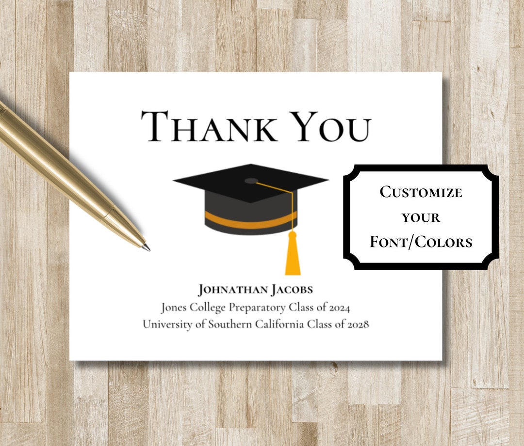 Custom Folded Graduation Thank You Notes | Personalized Graduation ...