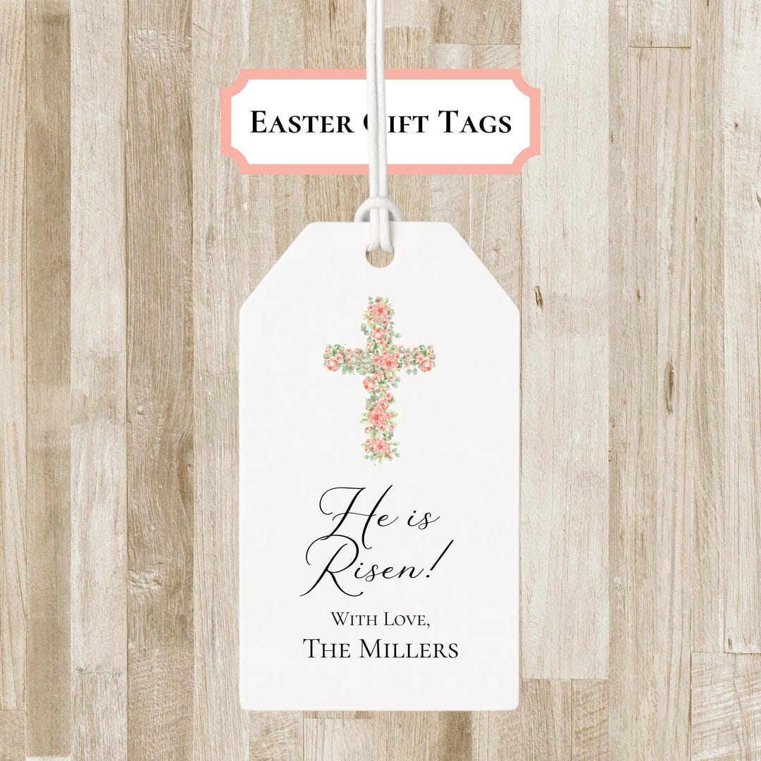 Personalized Easter Gift Tags | He is Risen! Christian Easter Tags - Etsy