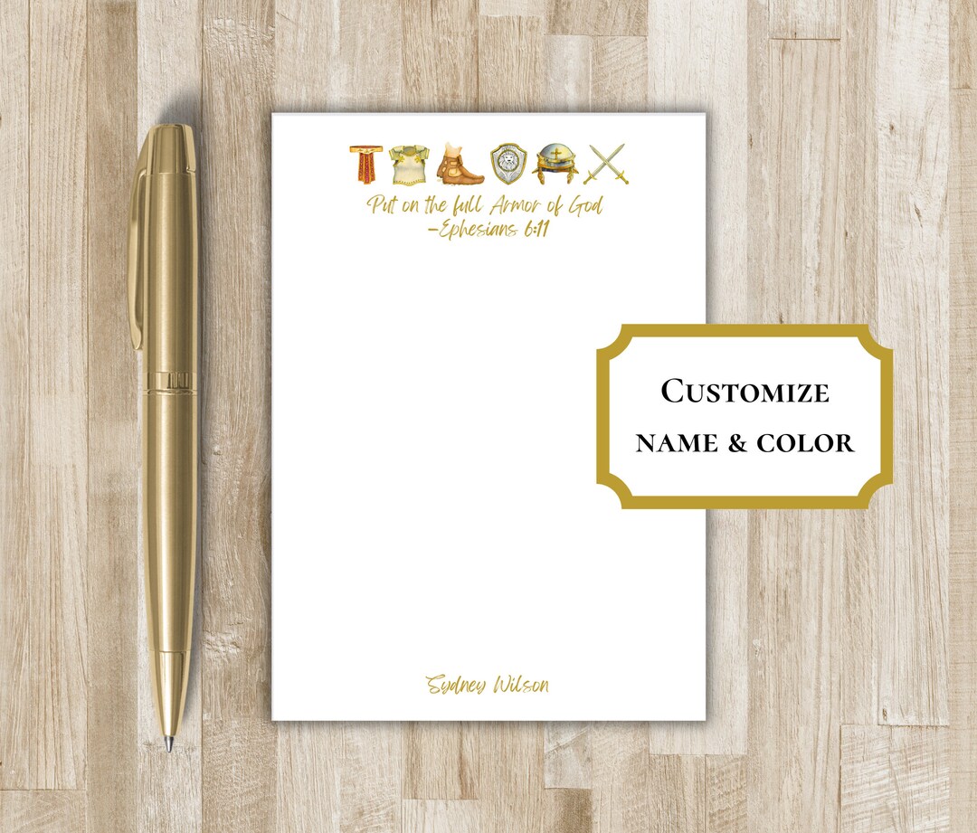 Armor of God Personalized Notepad | Ephesians 6:11 Bible Verse Notepad ...