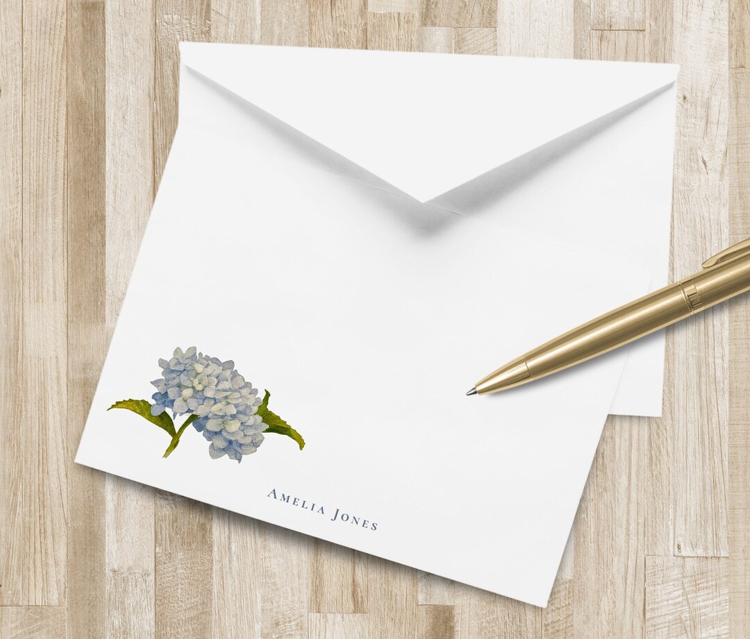 Hydrangea Stationery Set / Stationary | Blue Hydrangea Flower Notecards ...