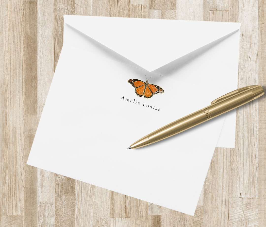Personalized Monarch Butterfly Stationery | Custom Butterfly Notecards ...