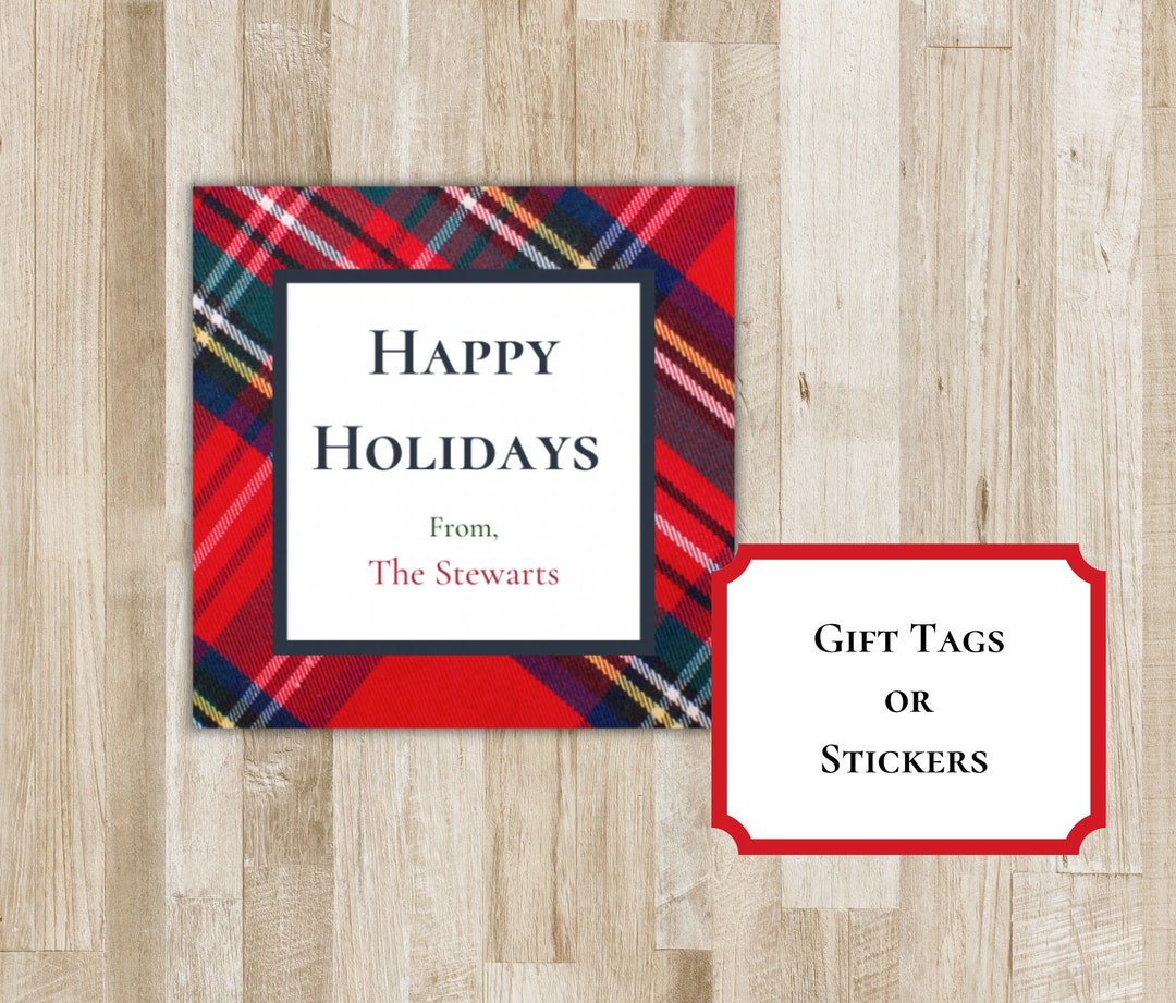 Plaid Christmas Gift Tags or Stickers | Xmas Tartan Plaid Gift Tags ...
