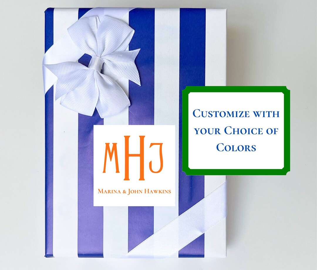 Preppy Monogram Stickers Custom Family Stickers Personalized Monogram ...