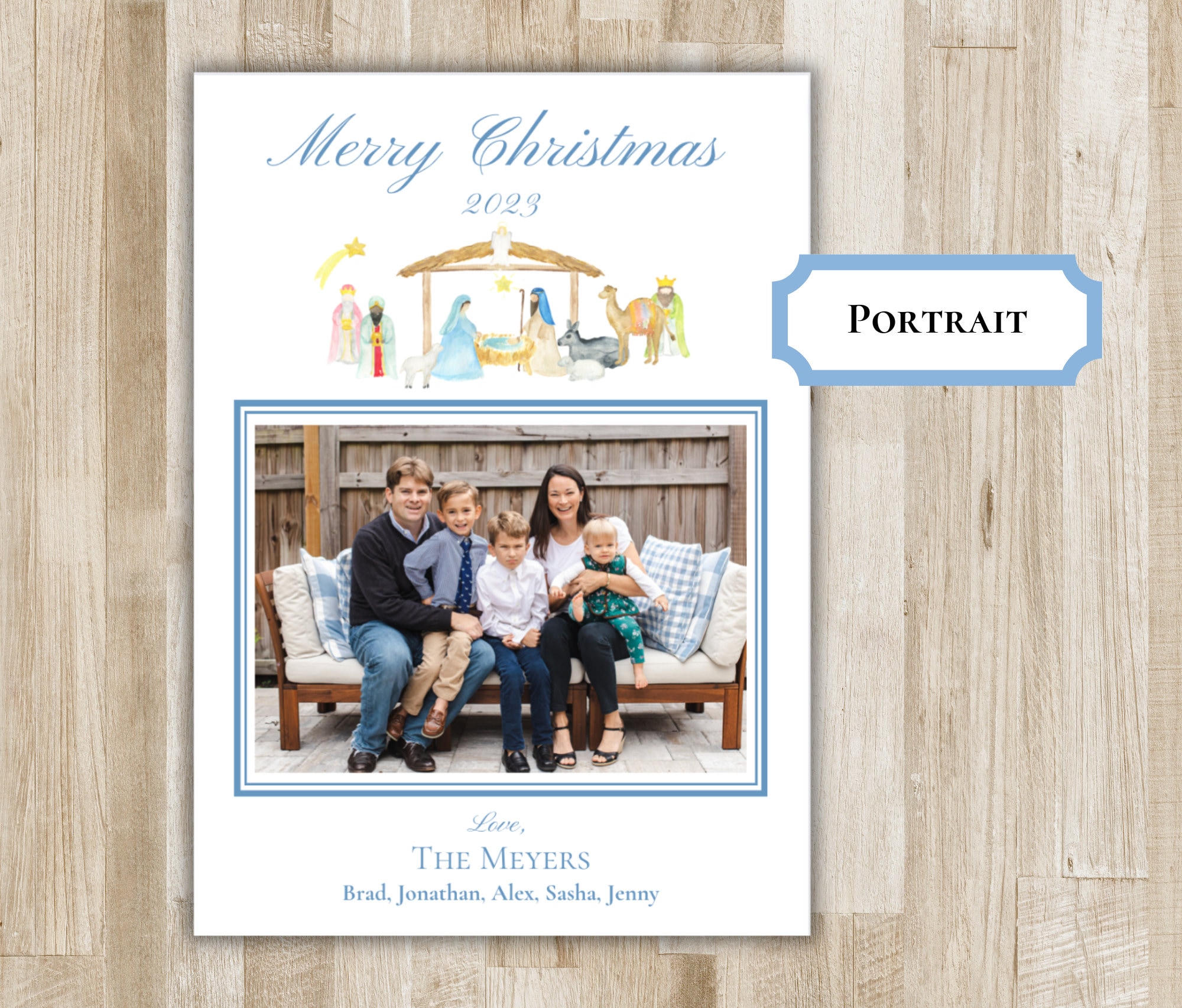 Family Nativity Christmas Card Religious Holiday Card Christian Photo ...