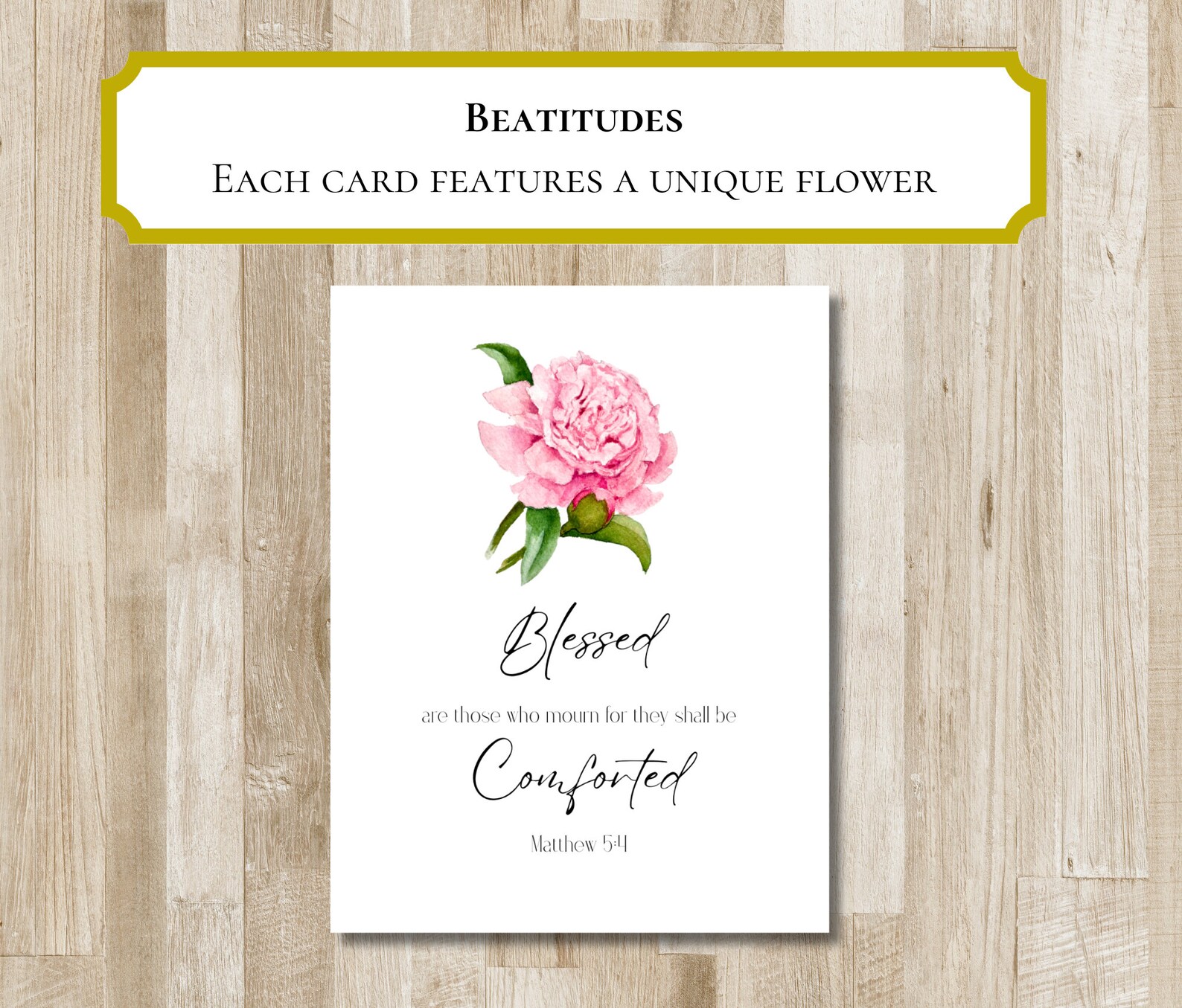 Beatitudes Greeting Cards | Set of 8 Bible Verse Folded Notecards ...
