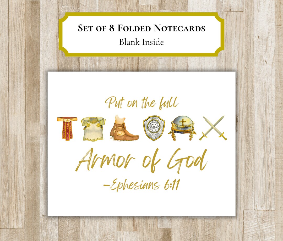 Armor of God Greeting Cards | Set of 8 Bible Verse Folded Notecards ...