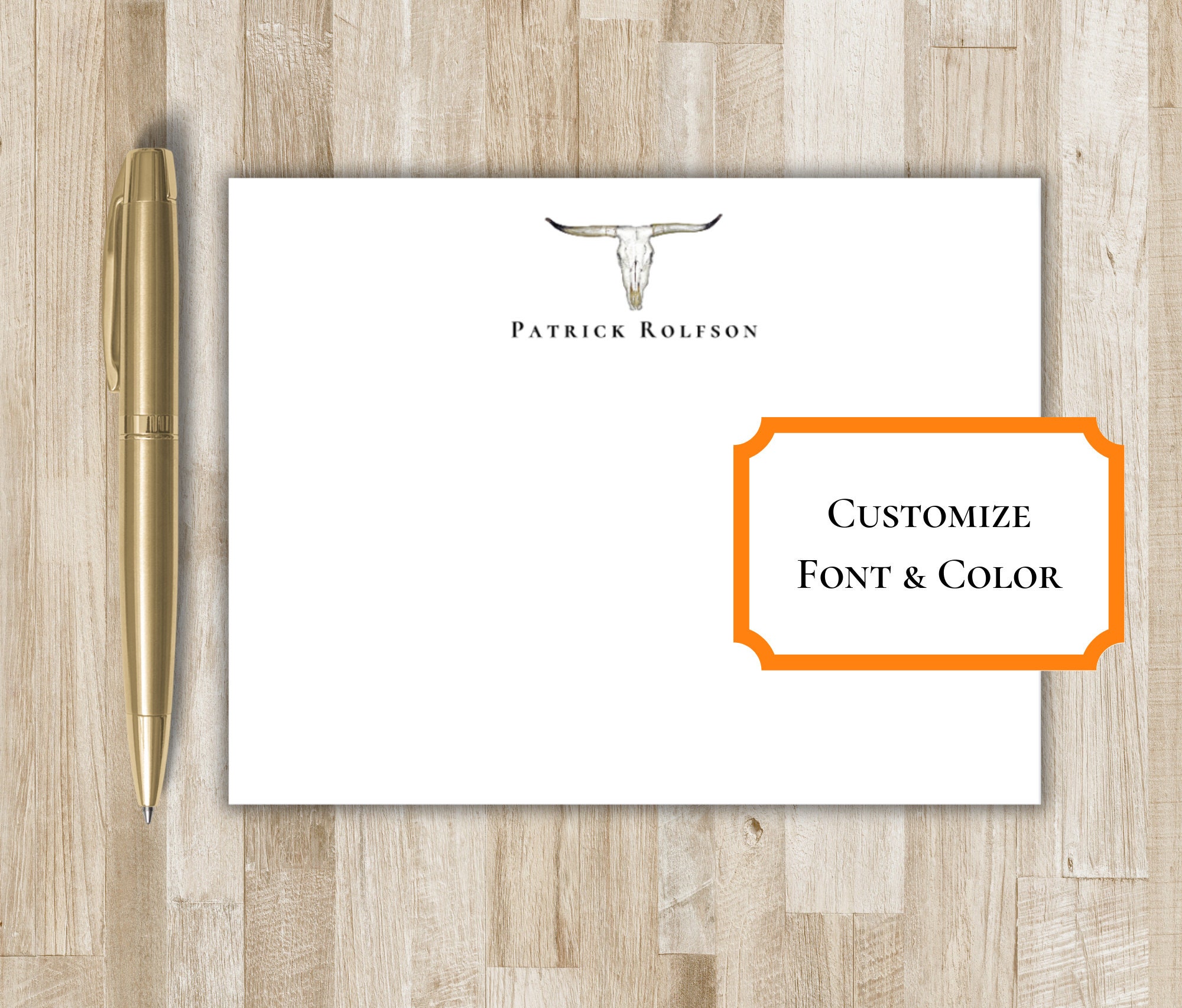 Personalized Longhorn Stationery Set | Texas Longhorn Notecards | Texas ...
