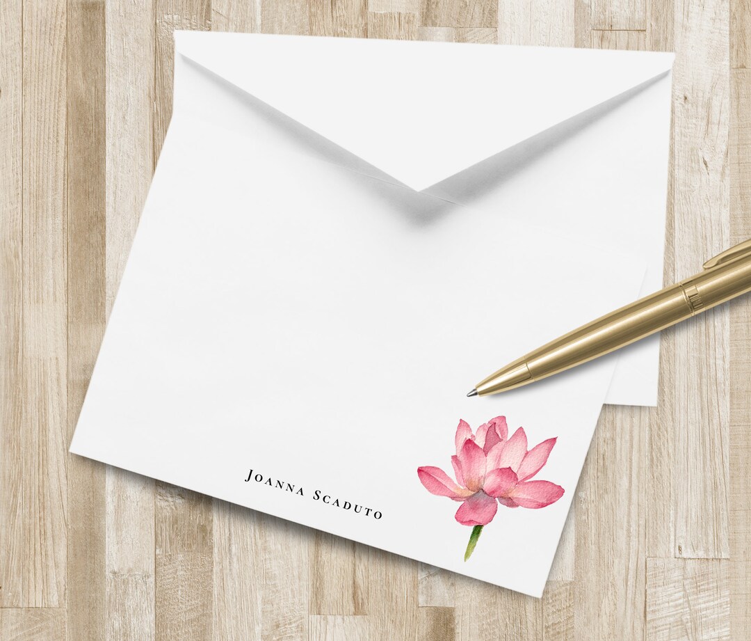 Lotus Flower Stationery Set | Personalized Floral Stationary | Custom ...