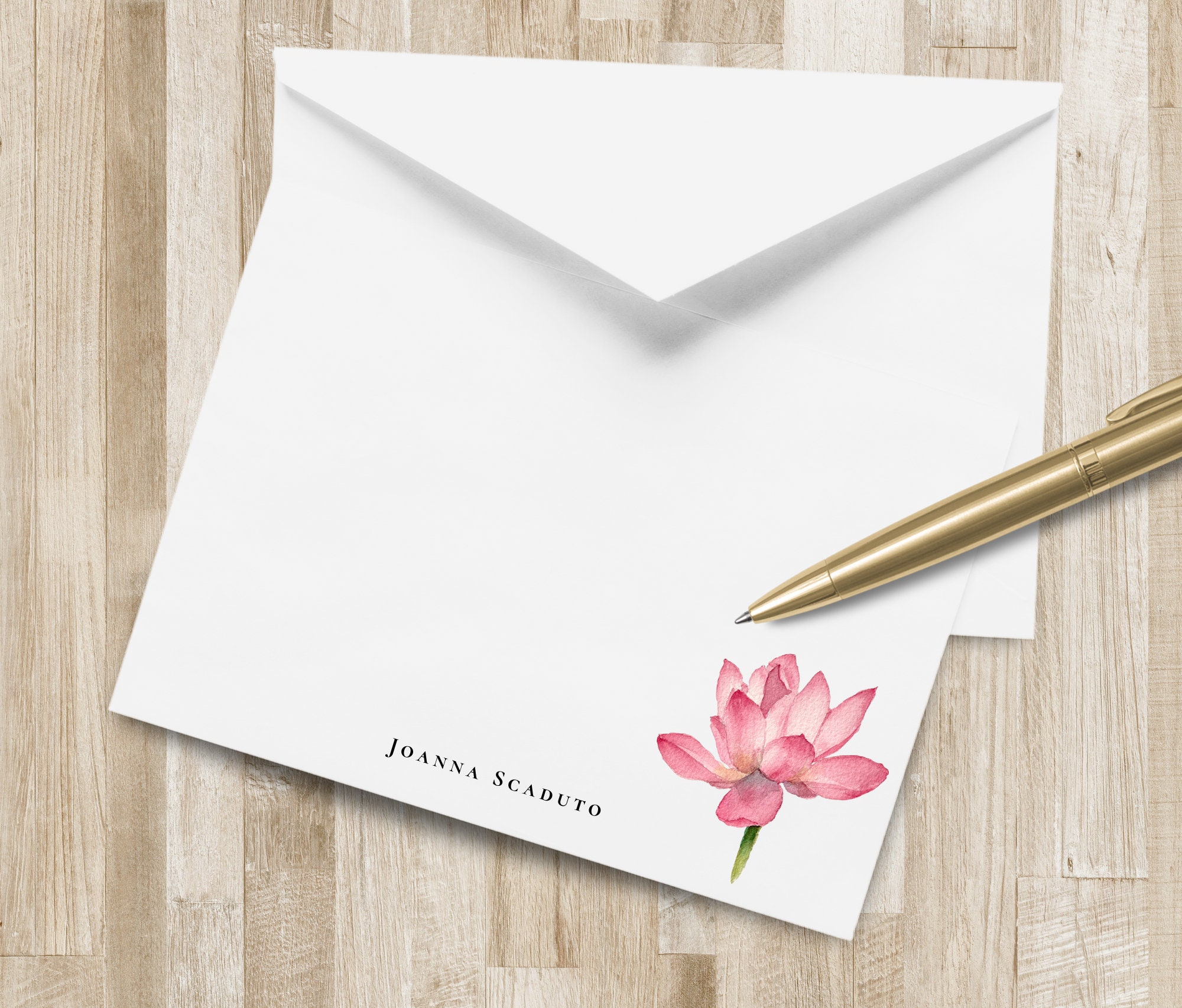 Lotus Flower Stationery Set Personalized Floral Stationary - Etsy
