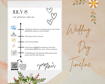 Wedding Day Timeline Sign Digital Template- 1 per Page, 18" X 24 ...