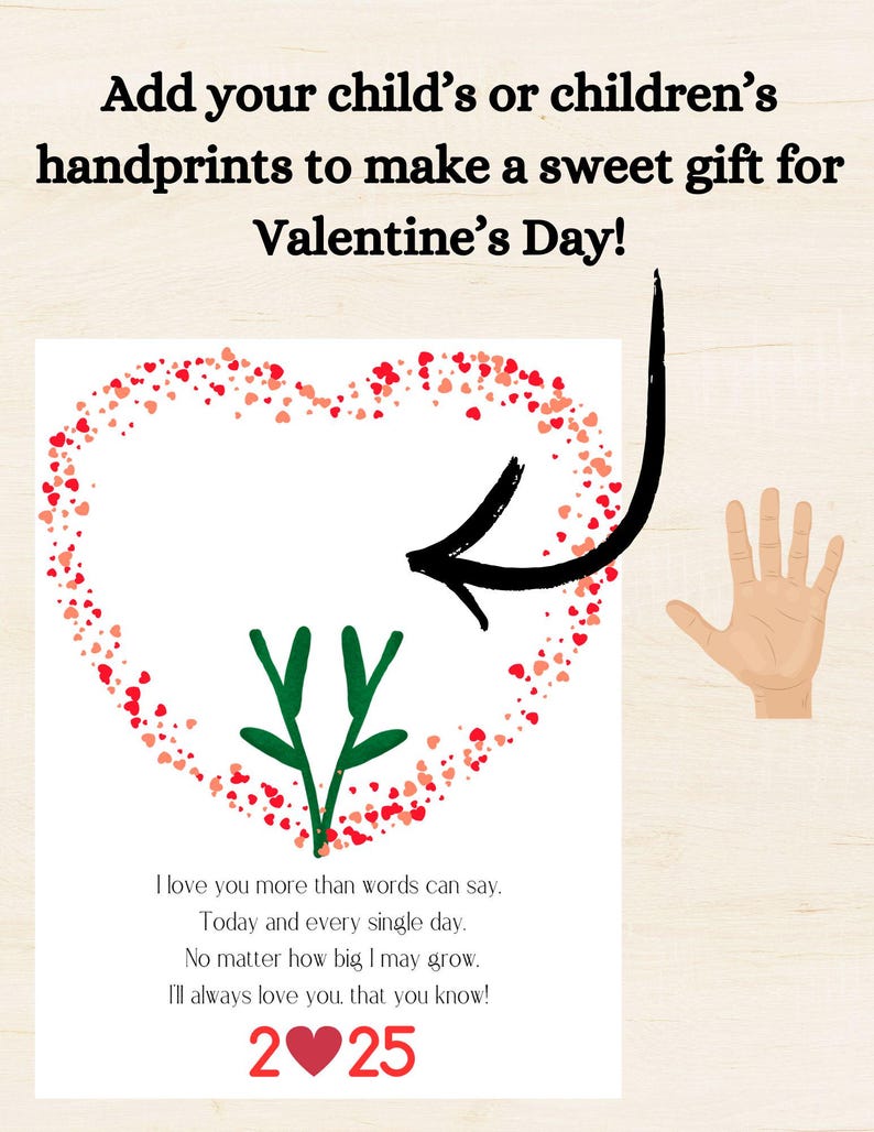 Valentine Handprint Craft for Kids, Keepsake Handprint Art, Printable ...