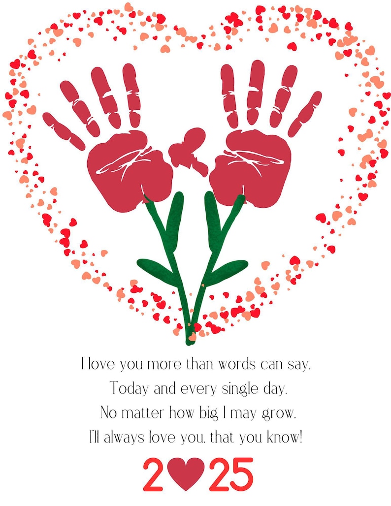 Valentine Handprint Craft for Kids, Keepsake Handprint Art, Printable ...
