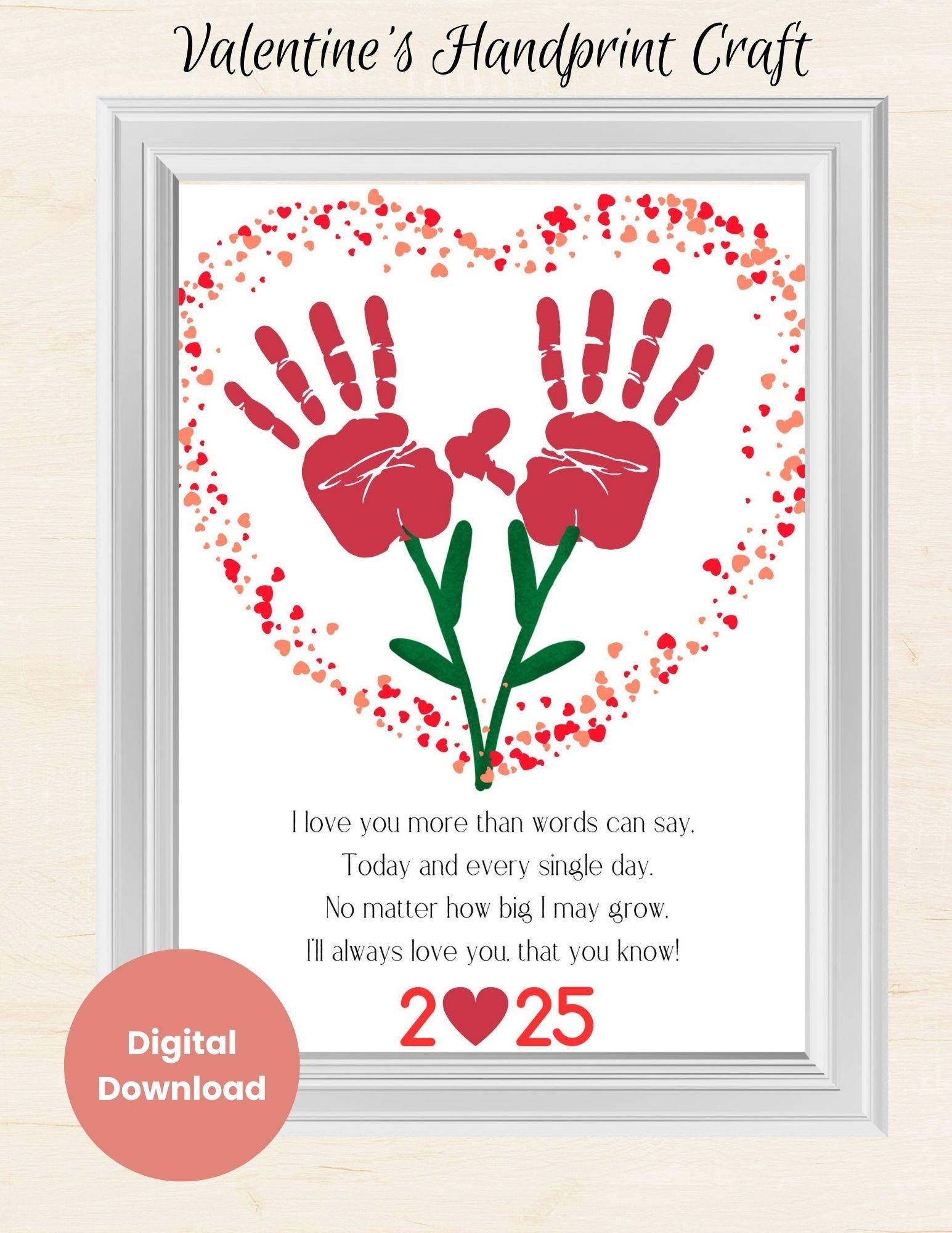 Valentine Handprint Craft for Kids, Keepsake Handprint Art, Printable ...
