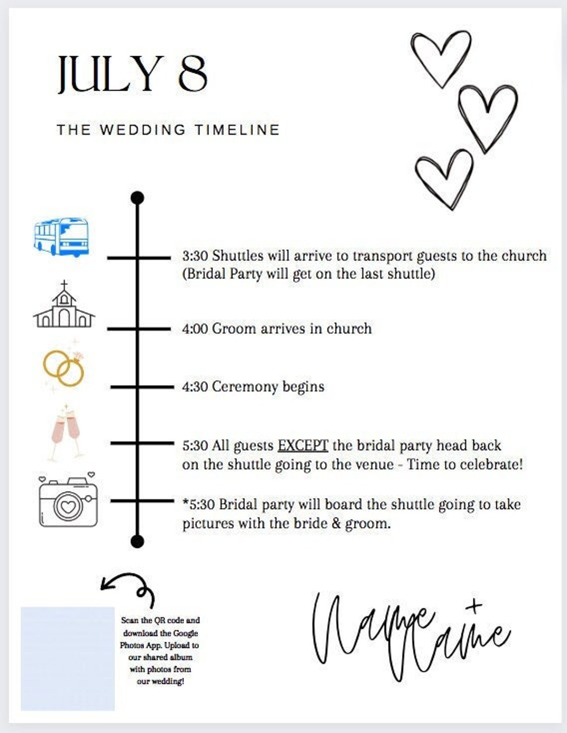 Editable Wedding Day Timeline Template - Etsy