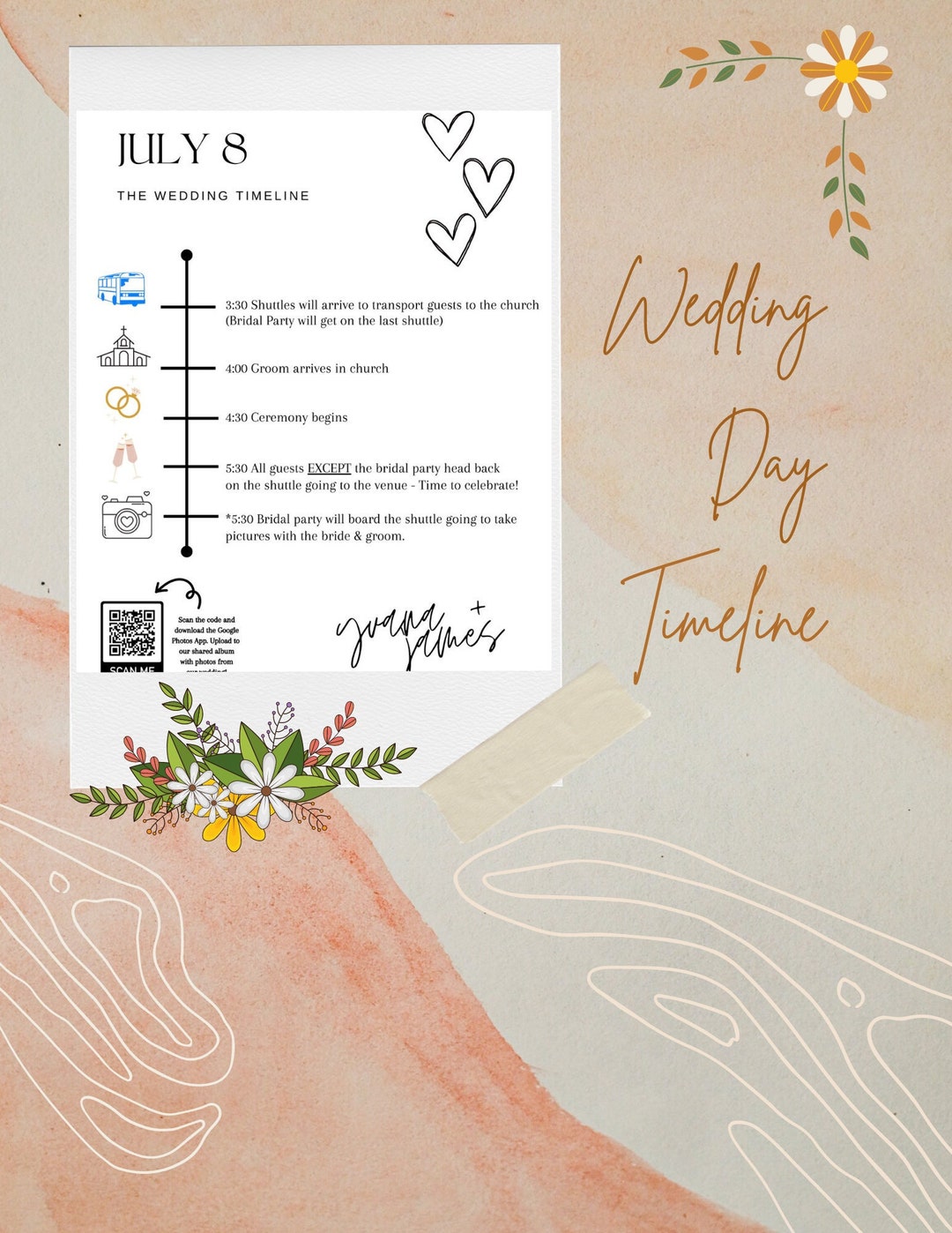 Editable Wedding Day Timeline Template - Etsy UK