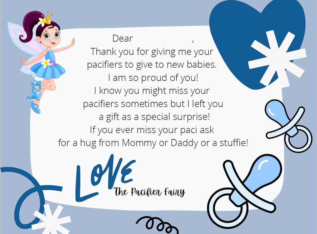 Pacifier Fairy Letter- Blue Version - Etsy