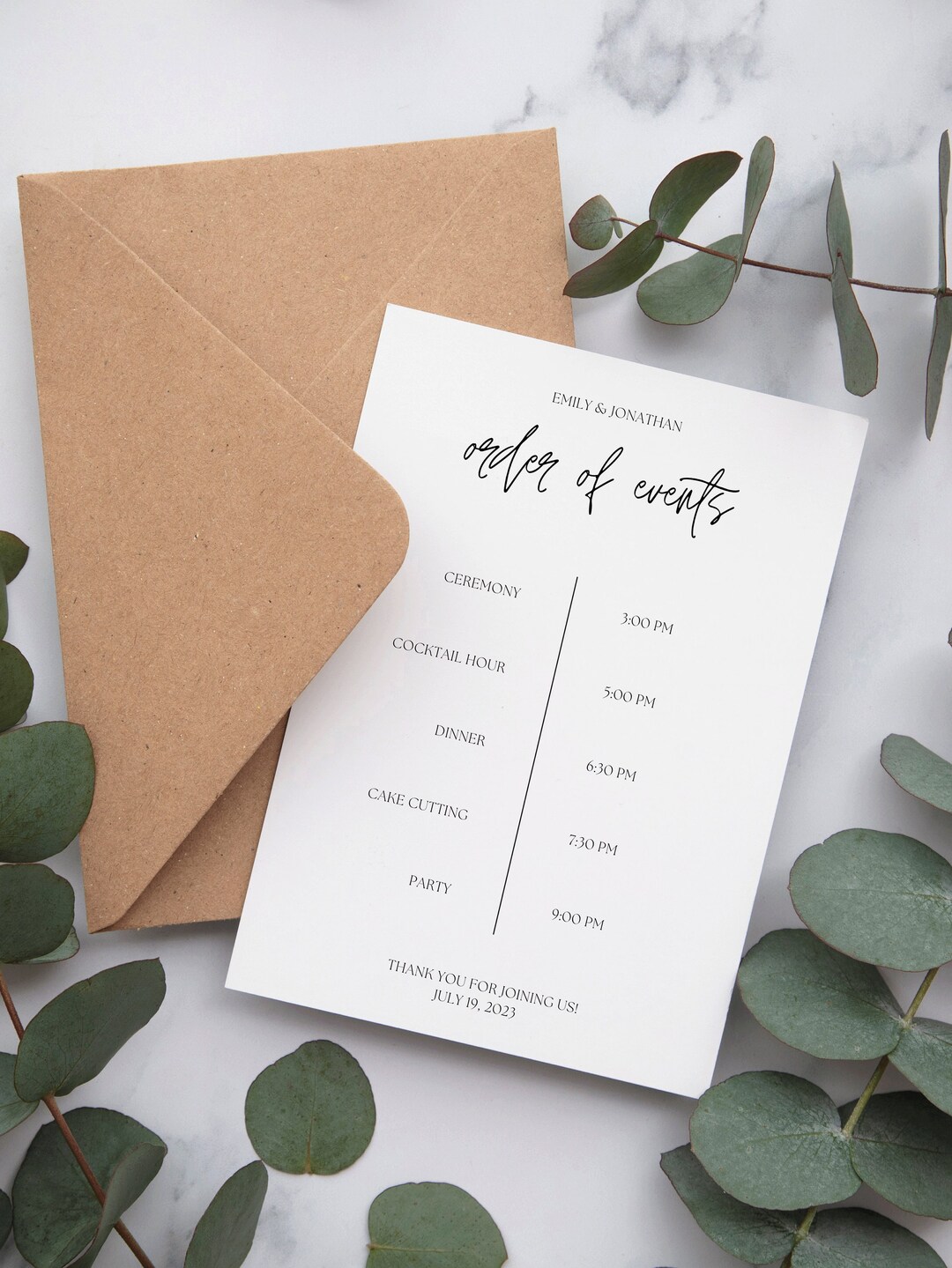 Editable Wedding Day Timeline Sign Template Order of Events Card Modern ...