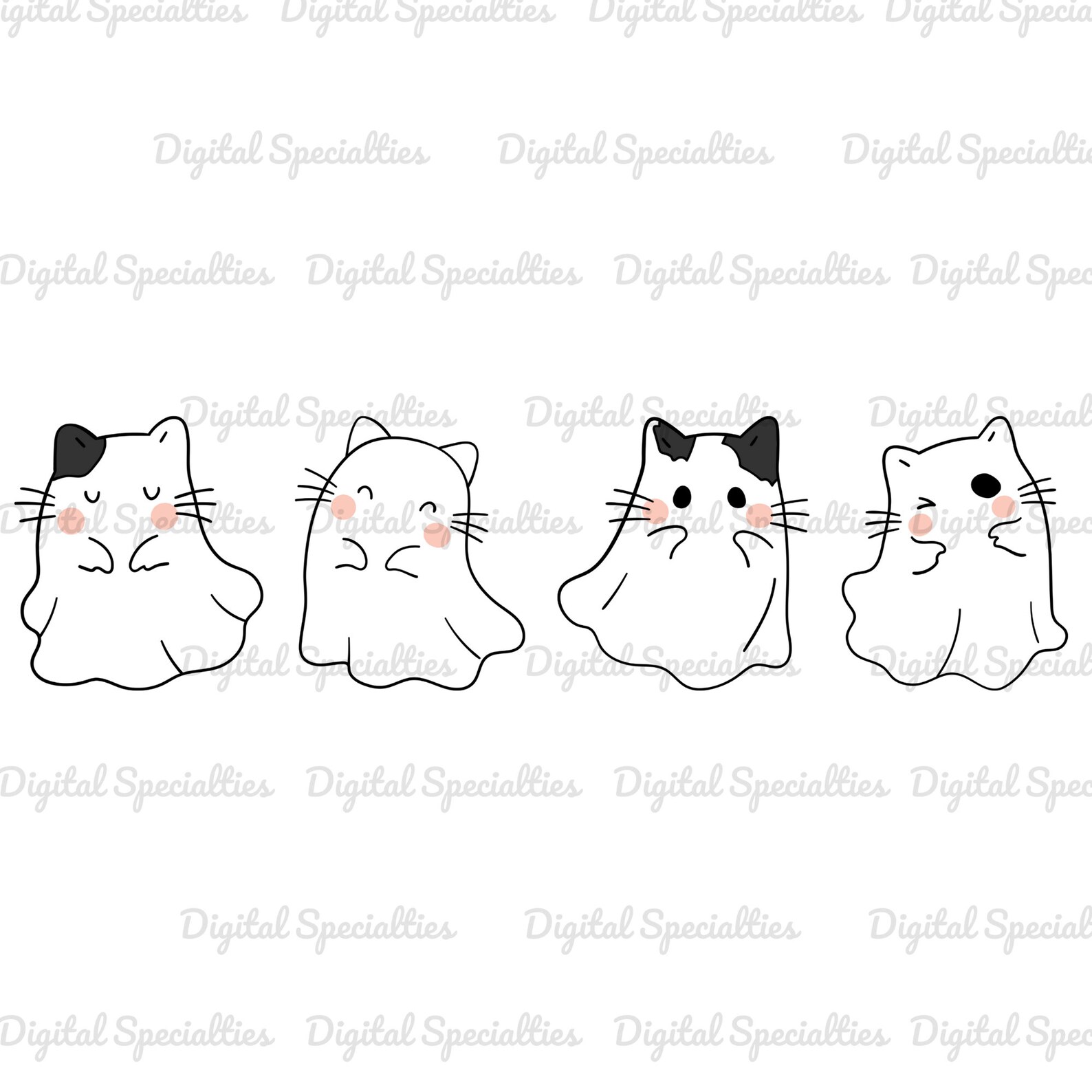 Cute Halloween Cat Ghosts PNG Spooky Vibes Print on Demand - Etsy