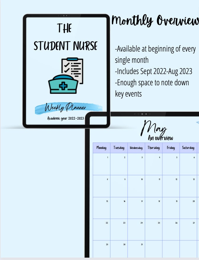 Digital Student Nurse Planner, Nursing School, Digital Student Planner ...