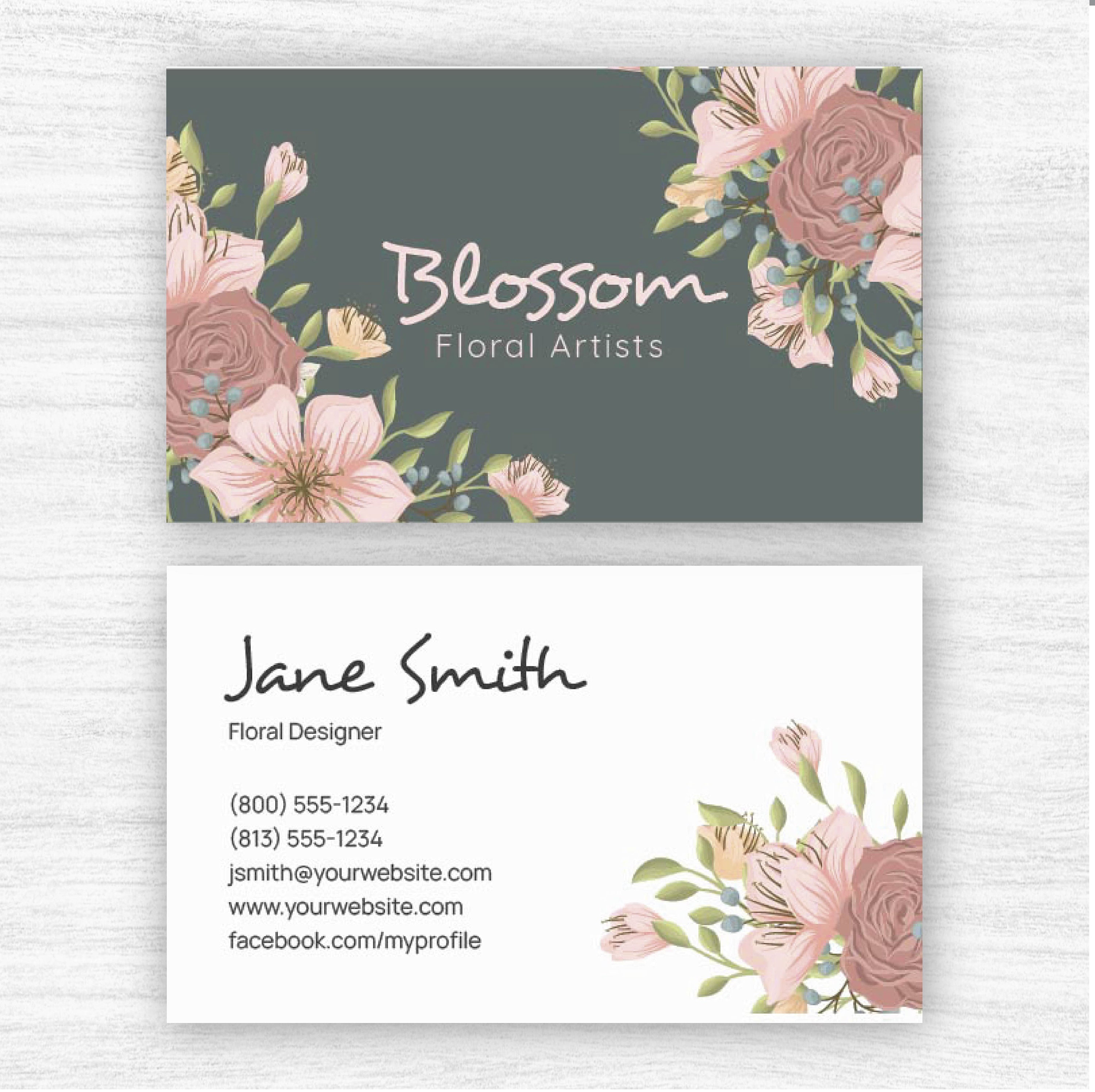Personalized Printed Business Cards | Floral Florist Card Design ...