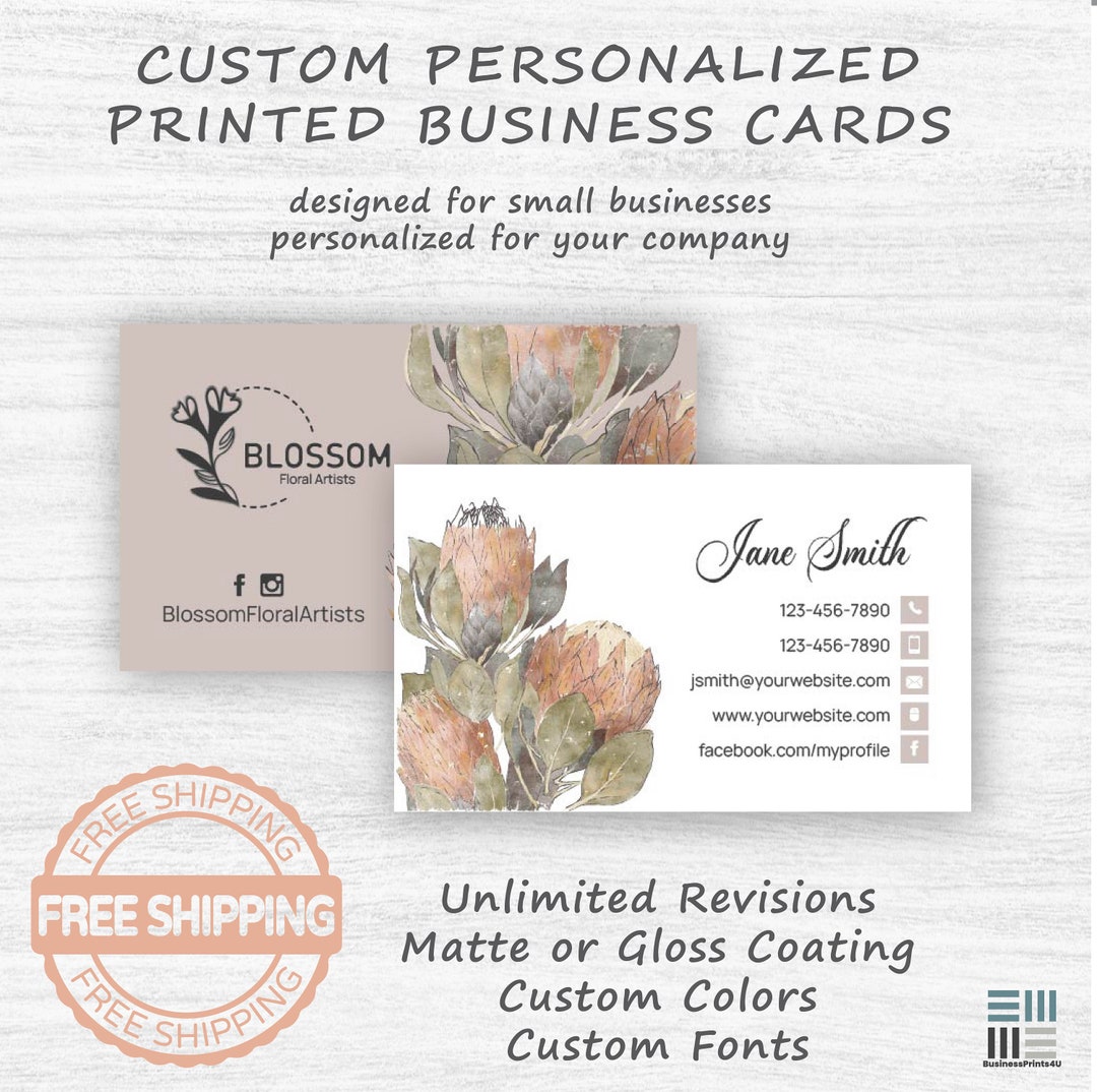 Personalized Printed Business Cards | Floral Florist Card Design | 2 ...