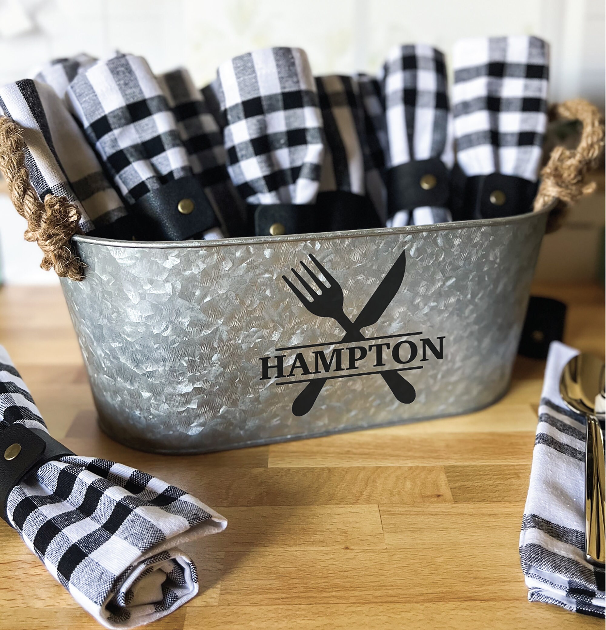 Bin Galvanized Metal Kitchen Decor Custom Monogram - Etsy