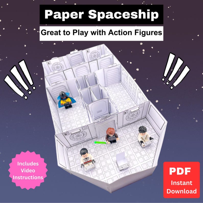 Printable Paper Toy Spaceship for Action Figures - Digital PDF - Etsy