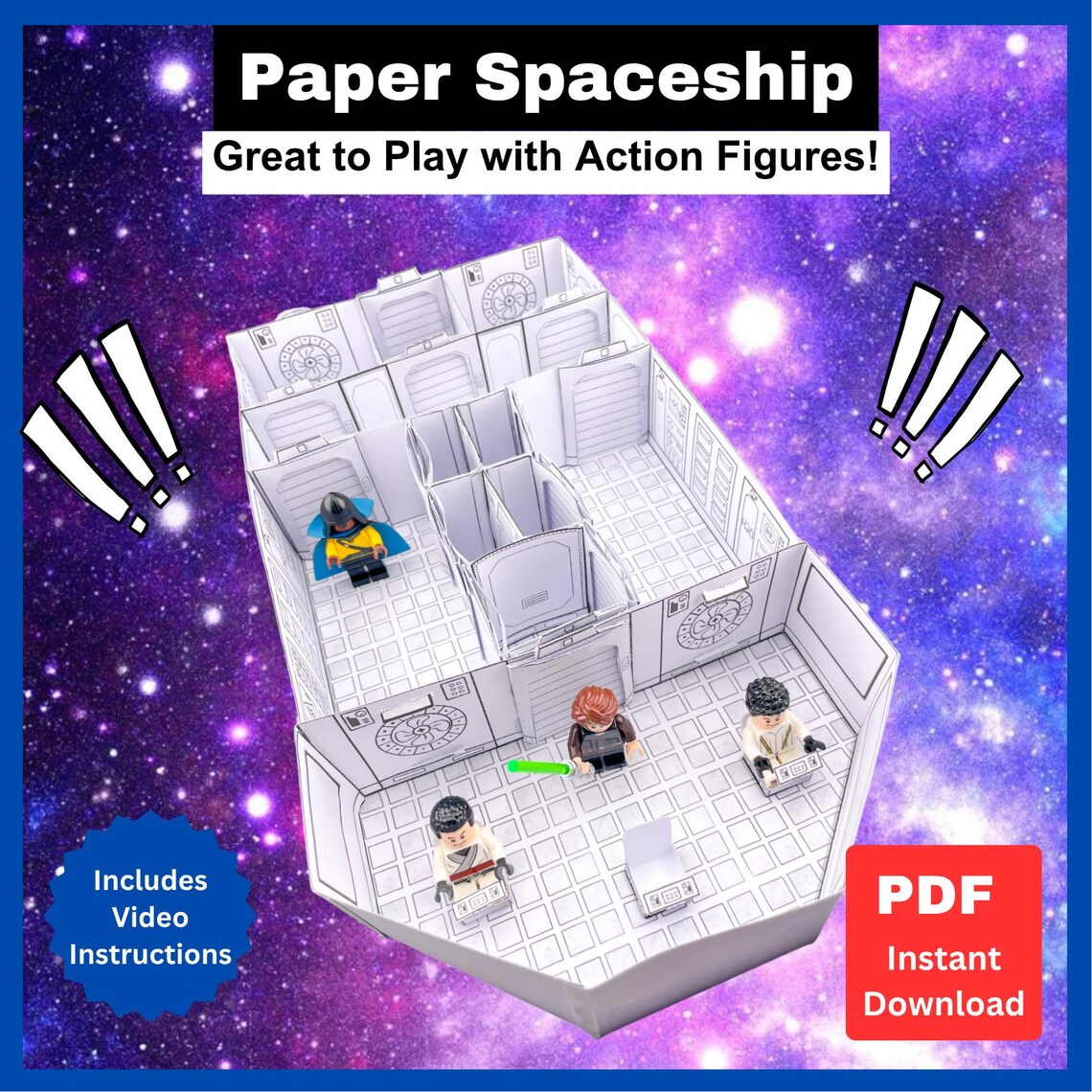 Printable Paper Toy Spaceship for Action Figures - Digital PDF - Etsy