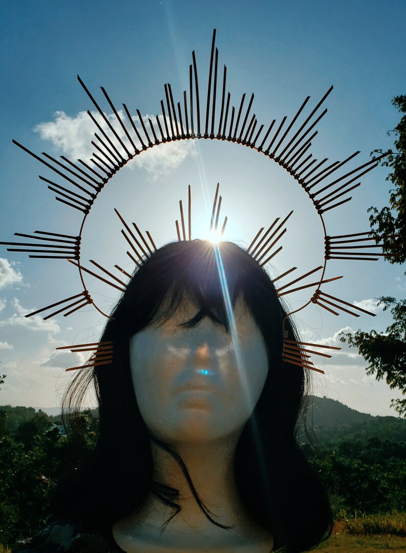 Gold Halo Crown, Sun Goddess, Double Halo, Sun Ray Headpiece, Unique ...