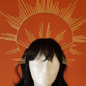 Gold Halo Crown, Sun Goddess, Double Halo, Sun Ray Headpiece, Unique ...