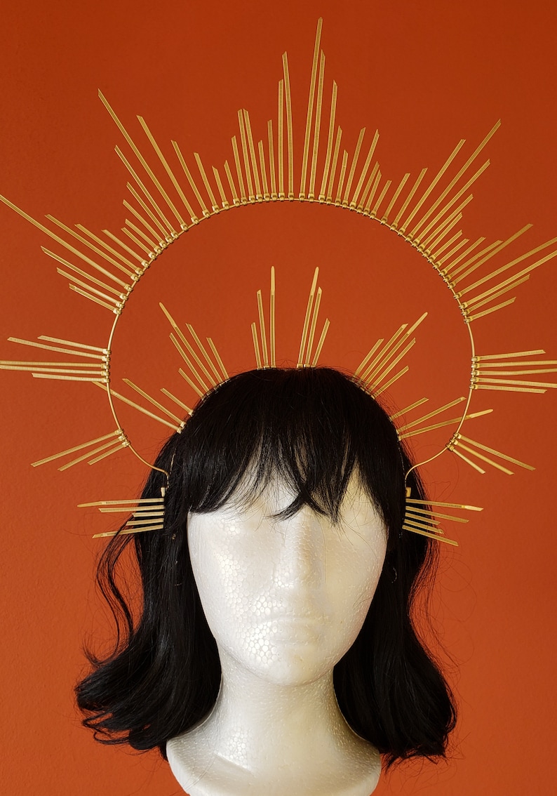 Gold Halo Crown, Sun Goddess, Double Halo, Sun Ray Headpiece, Unique ...