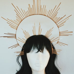 Gold Halo Crown, Sun Goddess, Double Halo, Sun Ray Headpiece, Unique ...