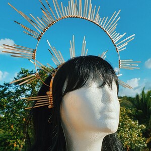 Gold Halo Crown, Sun Goddess, Double Halo, Sun Ray Headpiece, Unique ...