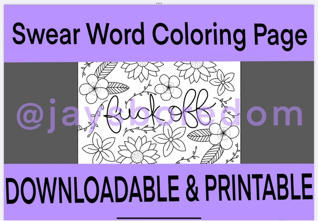Swear Word Coloring Page f Off With Flowers - Etsy Australia
