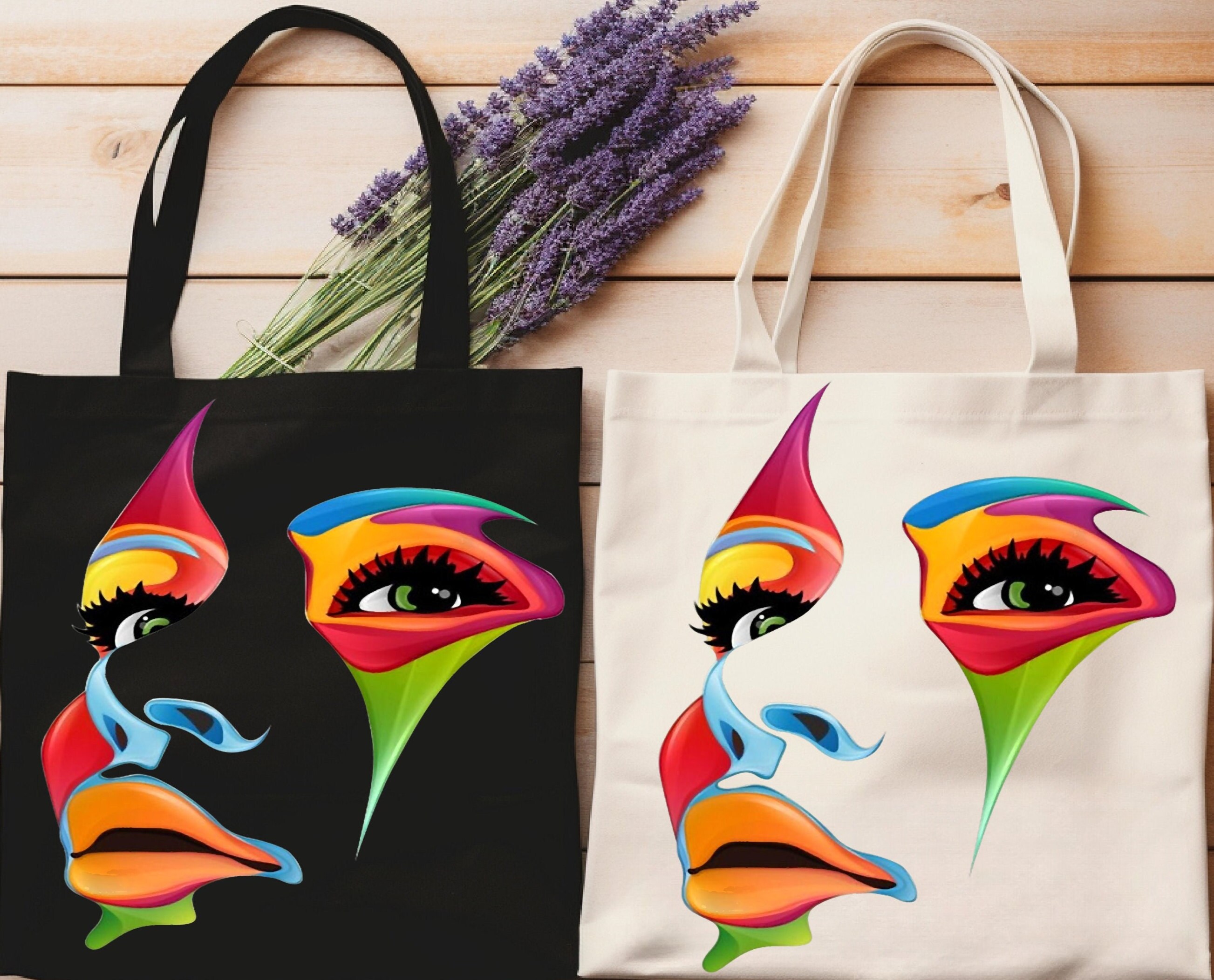 Tote Bag - 3D Abstract Art - Tote Bag - Colorful Woman - Etsy