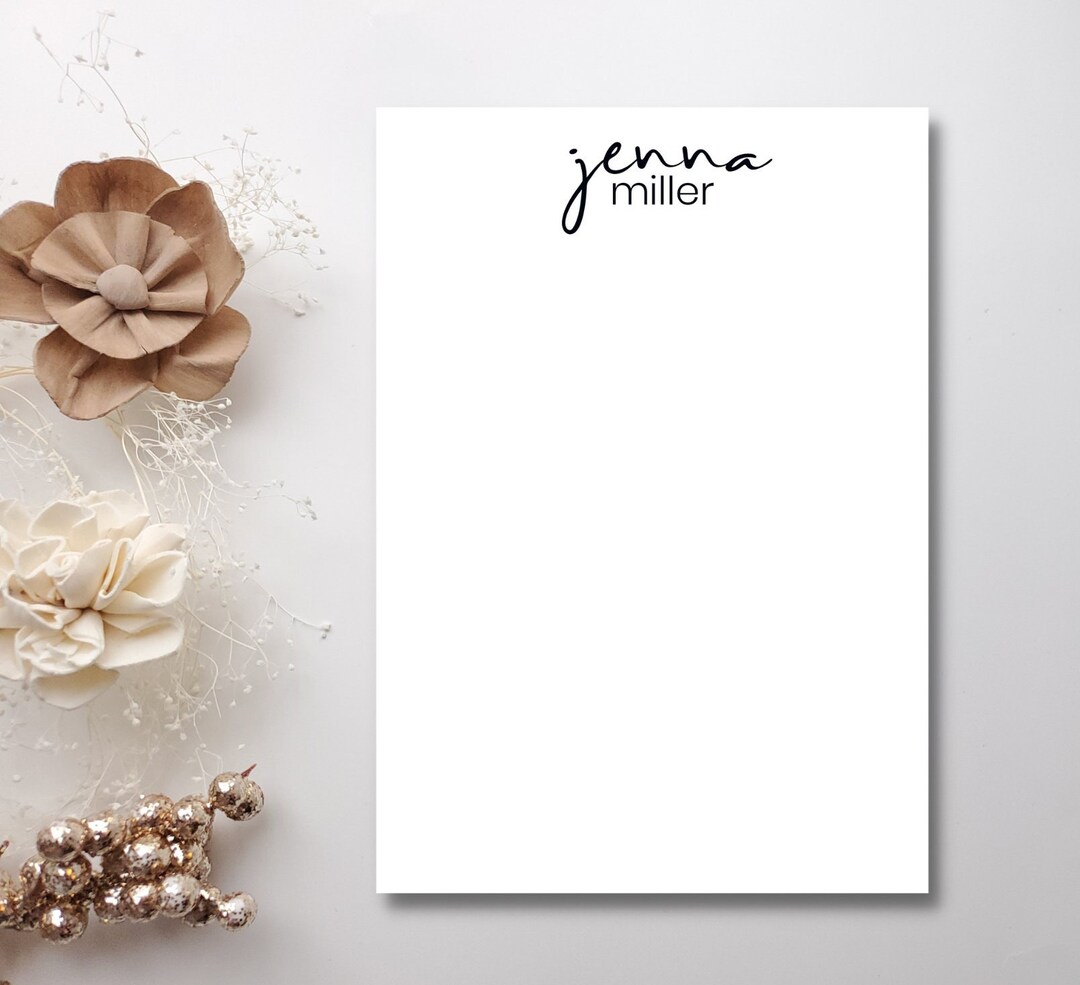 Custom Personalized Note Pad, Writing Pad, Memo Pad Minimalist Design ...