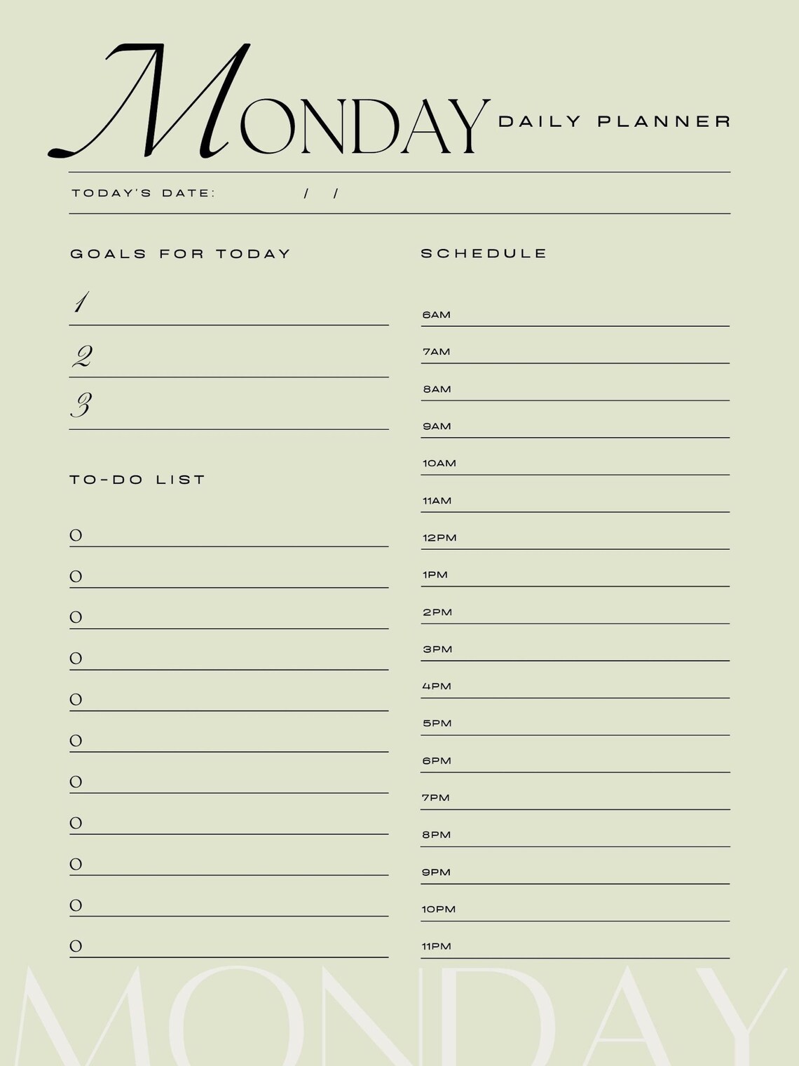Downloadable Daily Planner, Printable Daily Planner, iPad Planner ...