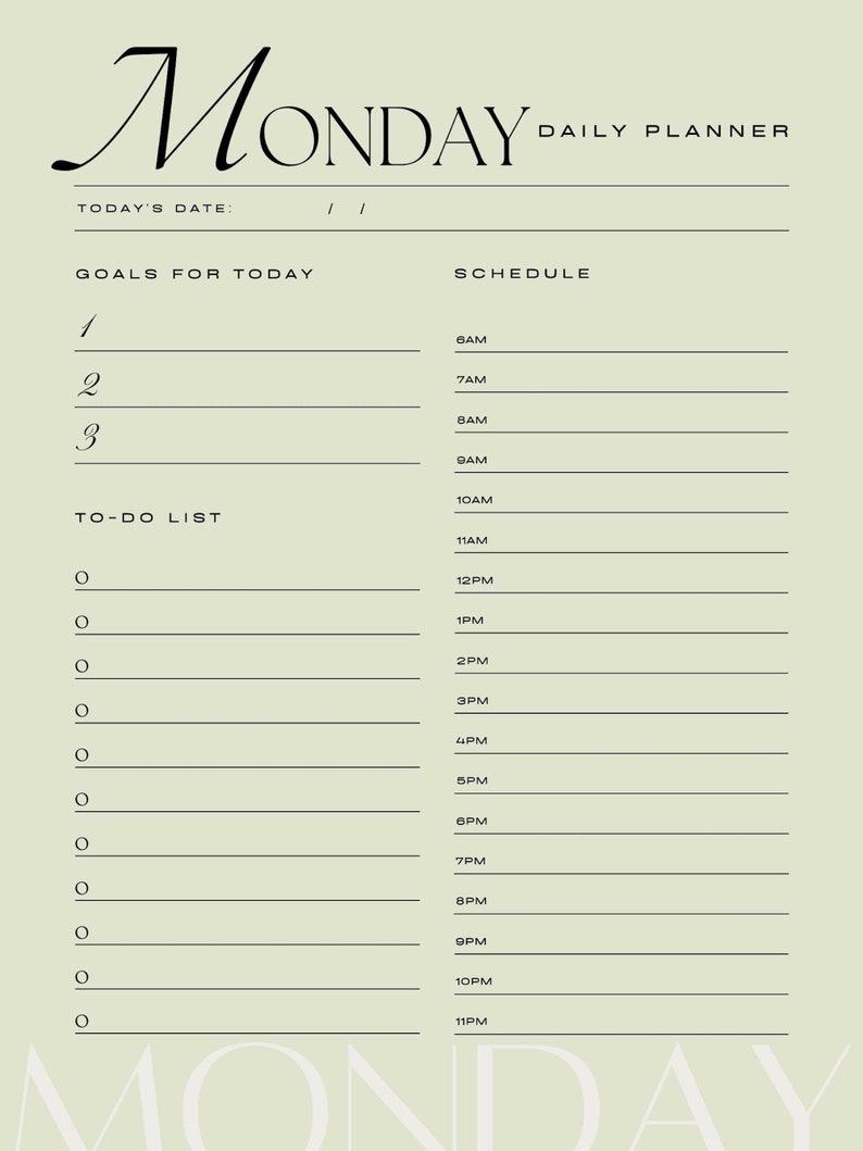 Downloadable Daily Planner, Printable Daily Planner, iPad Planner ...