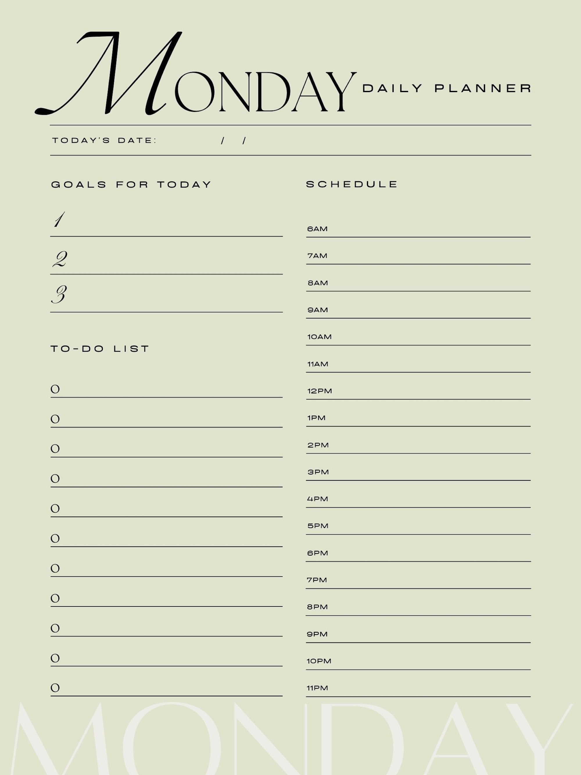 Downloadable Daily Planner, Printable Daily Planner, iPad Planner ...