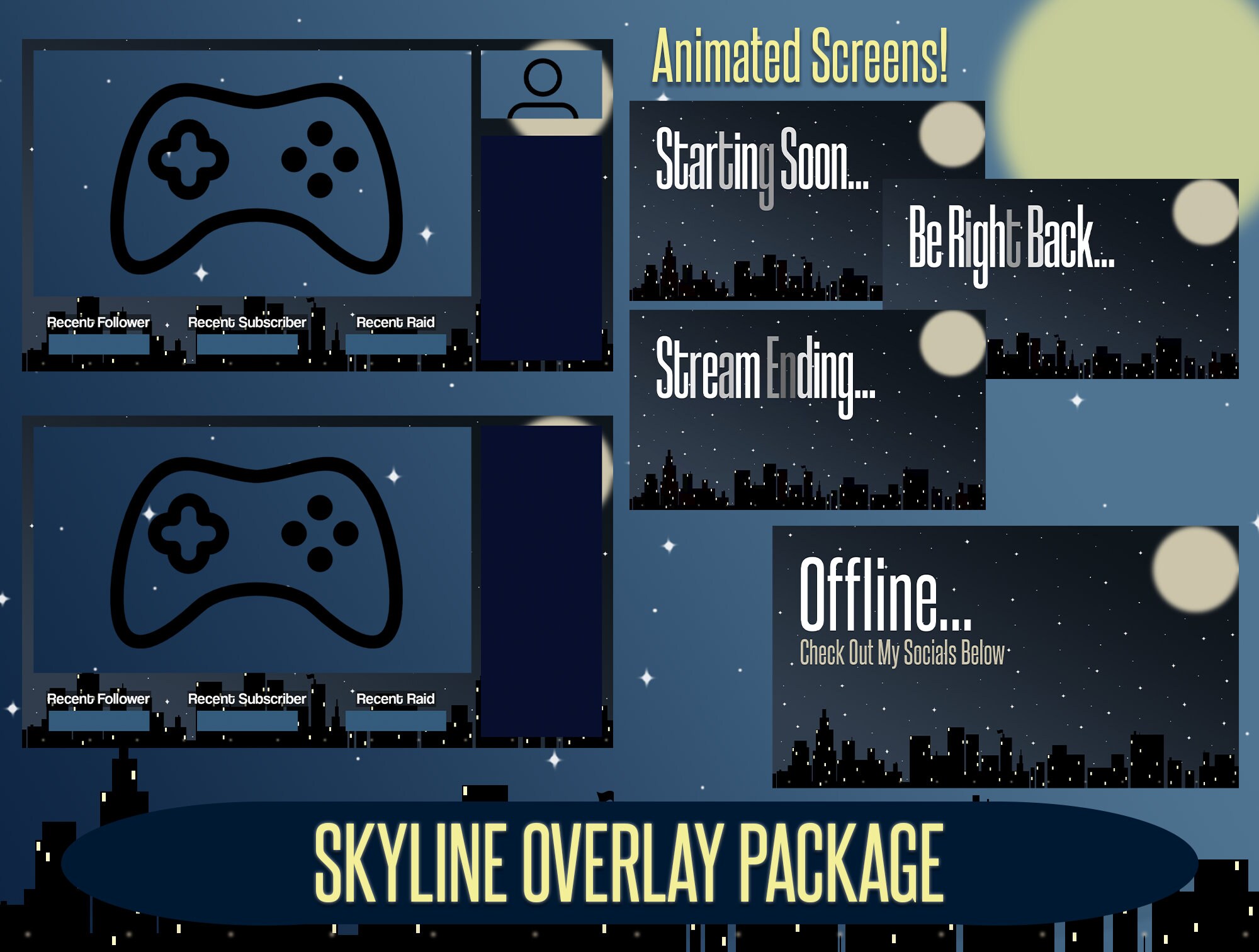 Animated Skyline Overlay Package for Streaming - Etsy