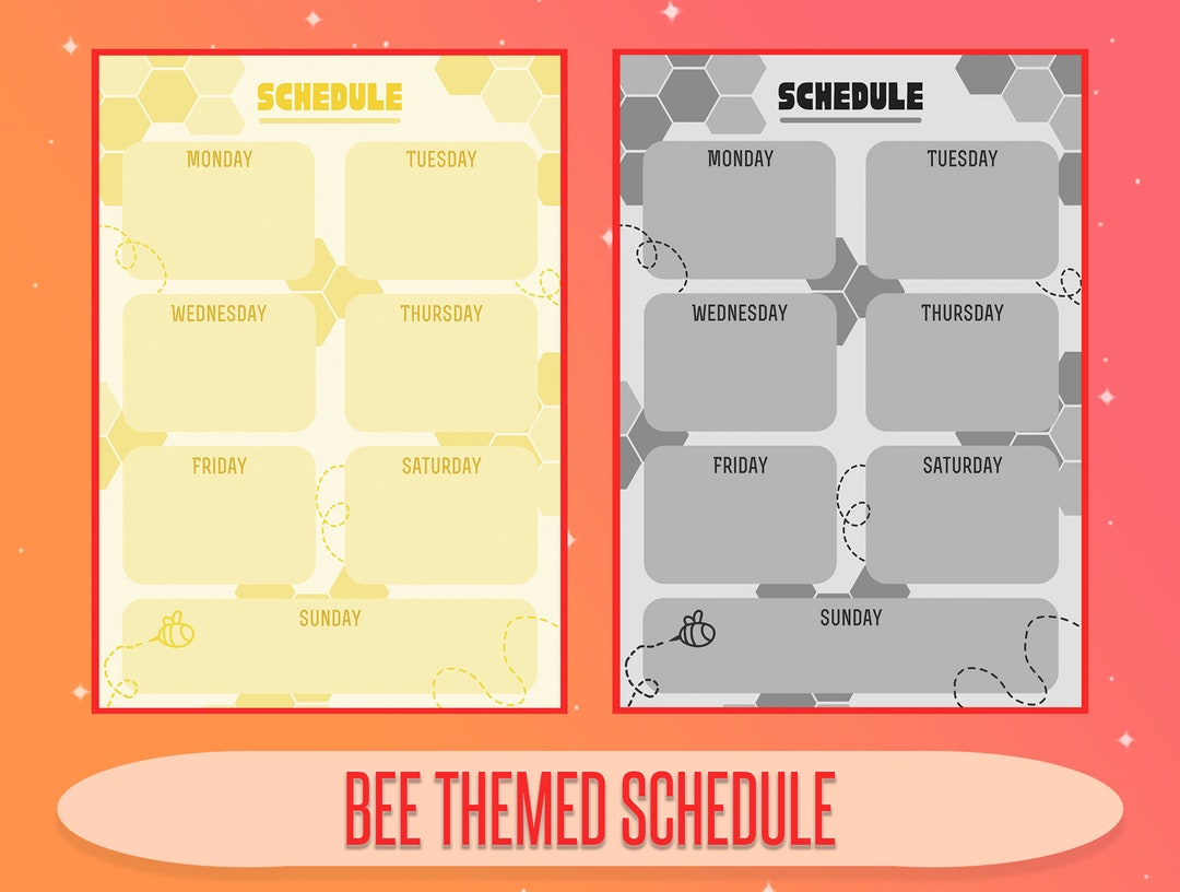 Bee / Honeycomb Themed Weekly Schedule Colour BW - Etsy