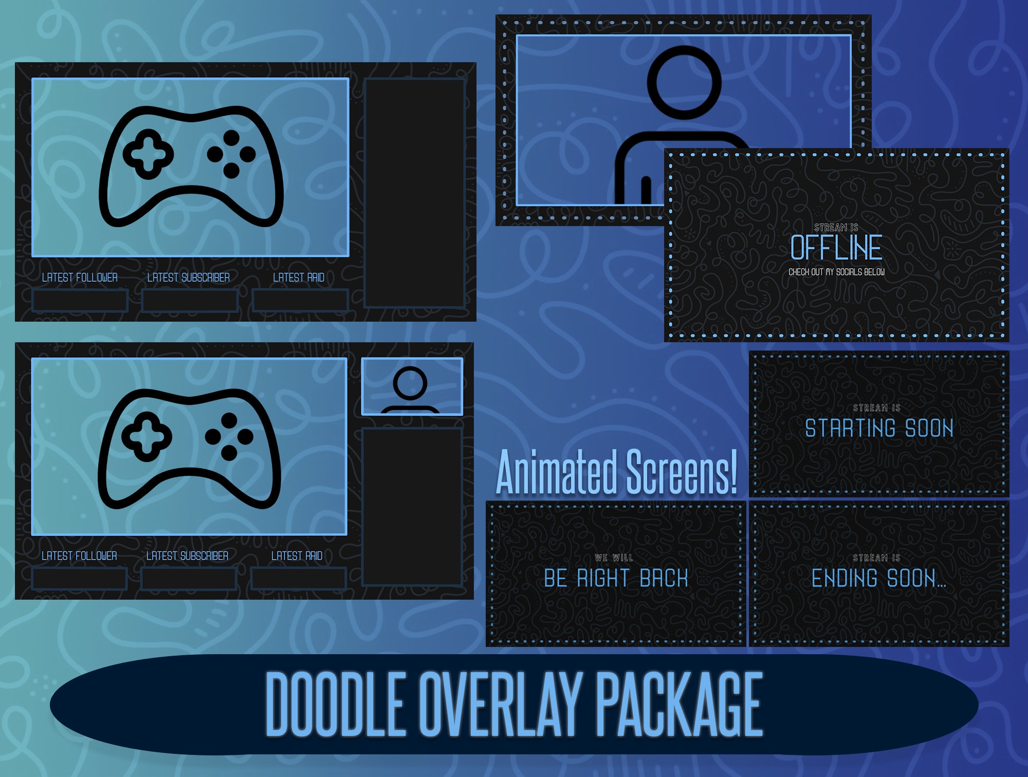 Animated Doodle Overlay Package for Streaming - Etsy